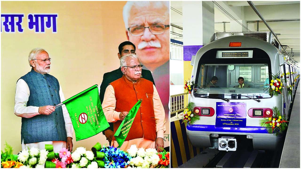 PM Narendra Modi flags off Delhi Metro's Violet Line section
