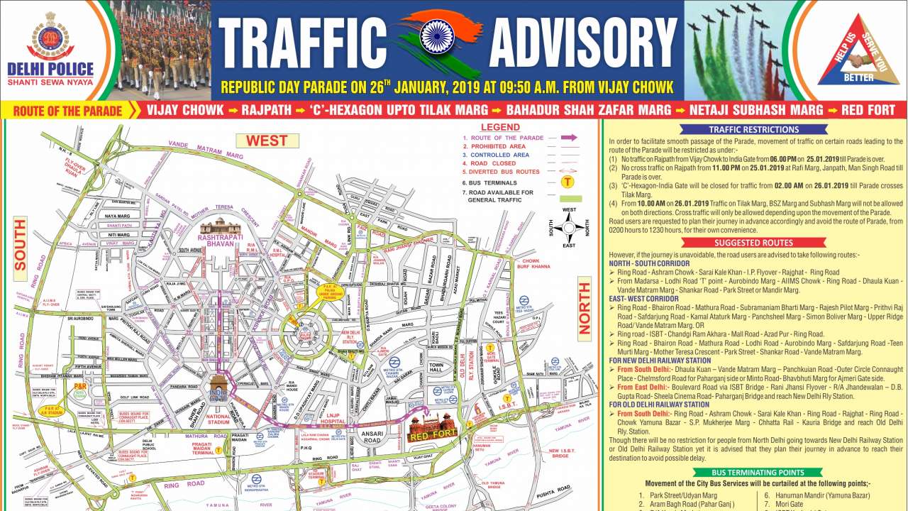 Republic Day traffic advisory for New Delhi: Know the routes you should ...