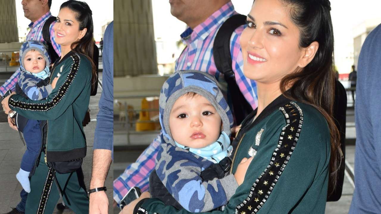 Sunny Leone protecting her twin babies from camera flashes is the ...