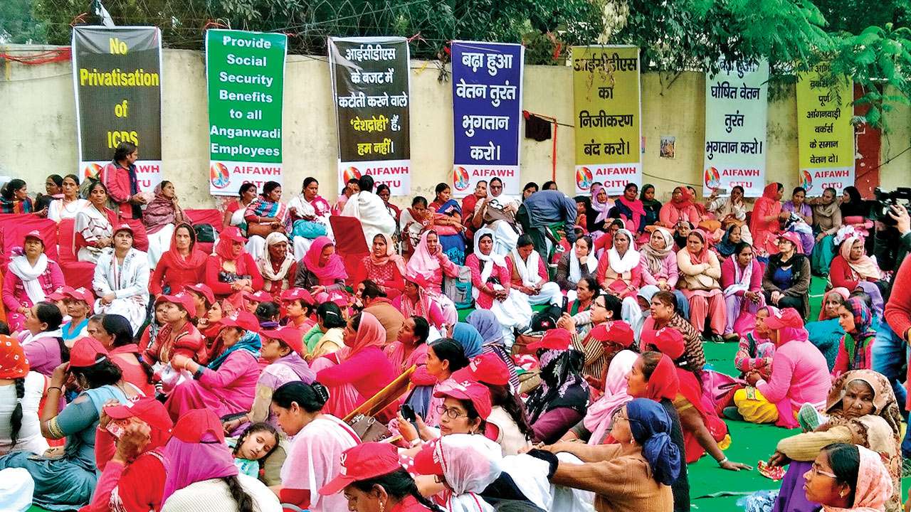 Anganwadi workers march to Parliament