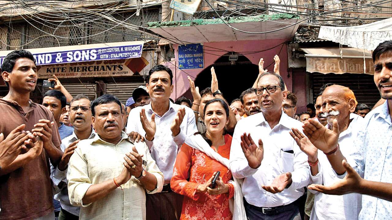 Angry mob vandalise temple in Delhi; two arrested