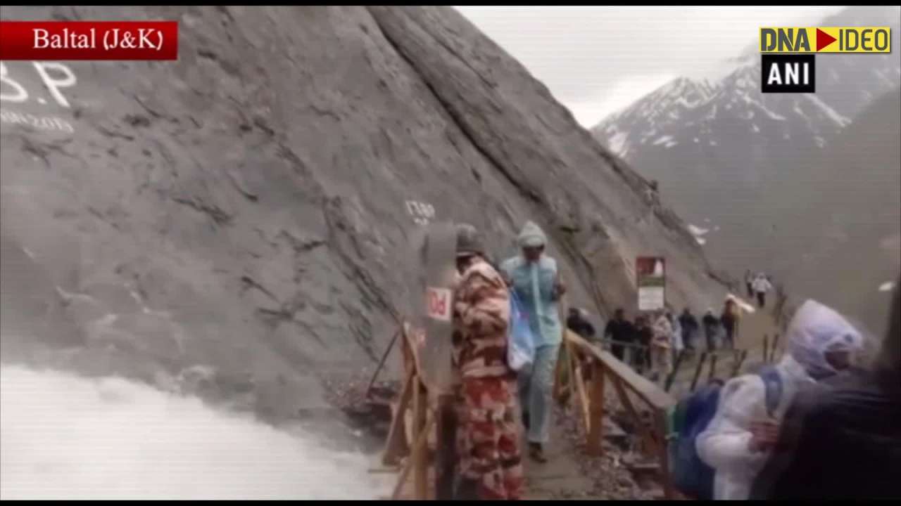 Watch: ITBP personnel help pilgrims to cross bridge in J&K’s Baltal