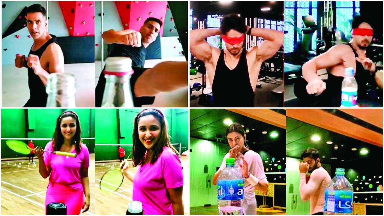 Akshay Kumar, Tiger Shroff, Sushmita Sen-Rohman Shawl: Bottle Cap ...