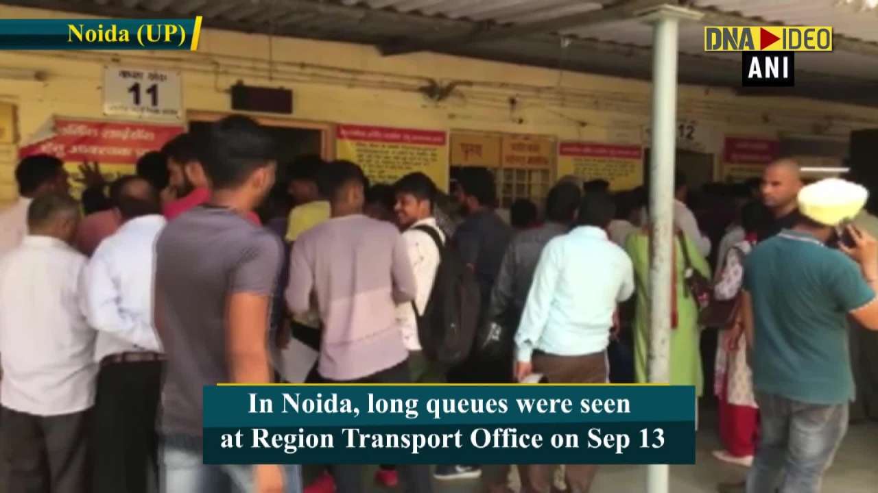 People queued up at RTO in Noida after implementation of Motor Vehicles Act