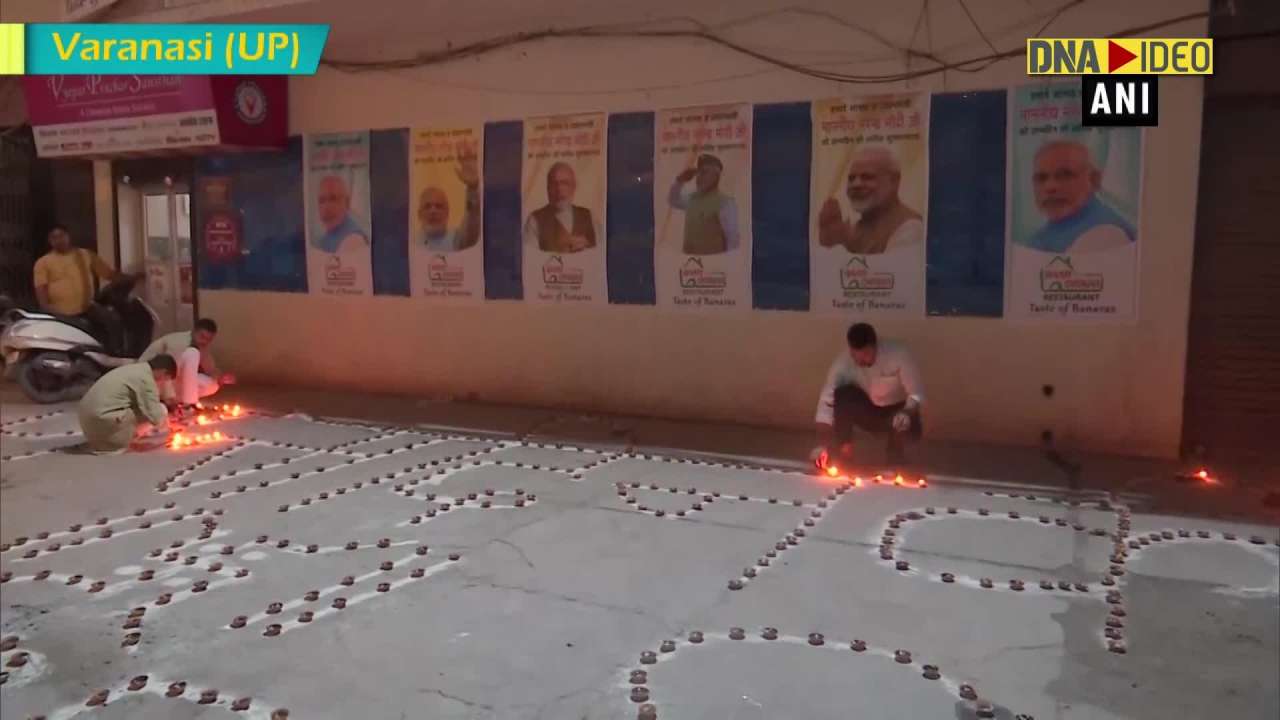 Watch: People light earthen lamps in Varanasi to wish PM Modi on his B’day