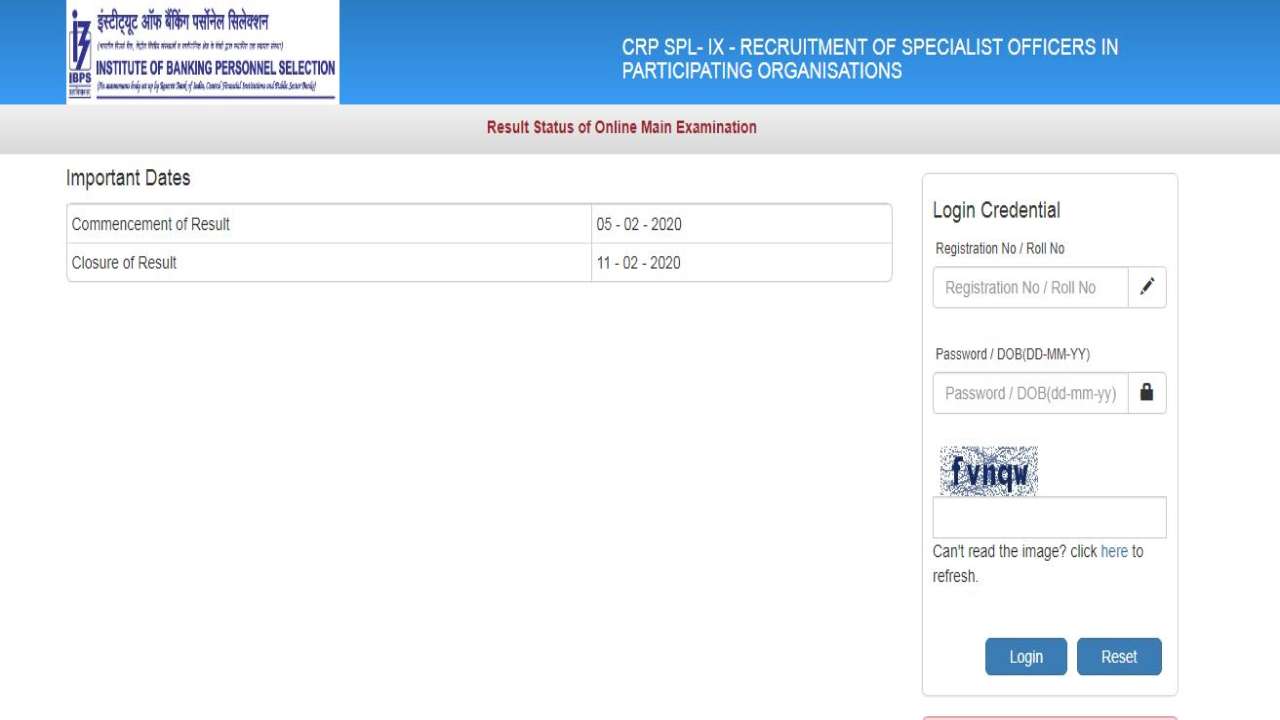 IBPS SO Main Result 2020 declared at ibps.in; steps to check your score