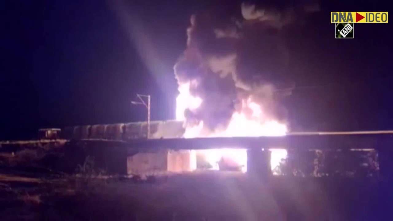 Watch: 3 coaches of goods train catch fire in Andhra Pradesh