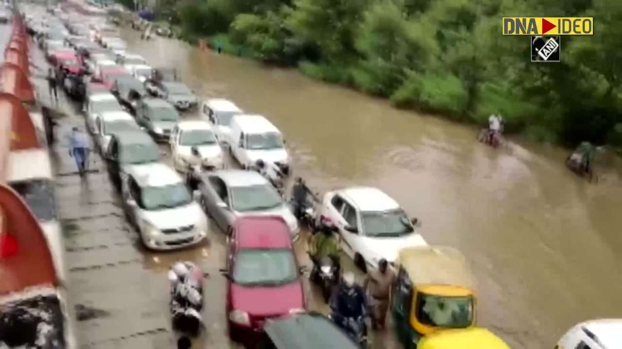 Watch: Heavy rain causes waterlogging, disrupts traffic in Gurugram