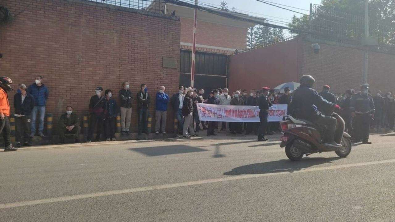 Stuck in Nepal, Chinese Nationals in Kathmandu protest outside Chinese ...
