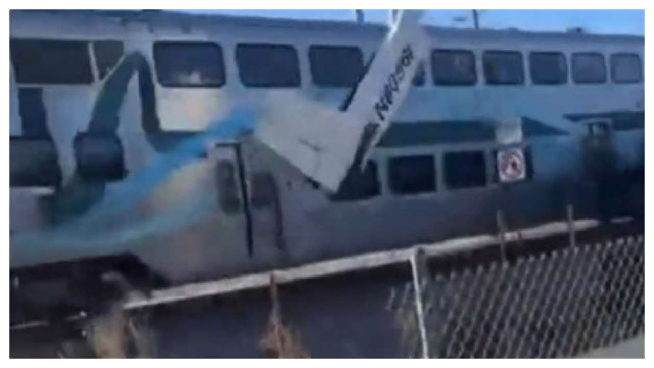 Pilot rescued seconds before speeding train smashes crashed plane in ...
