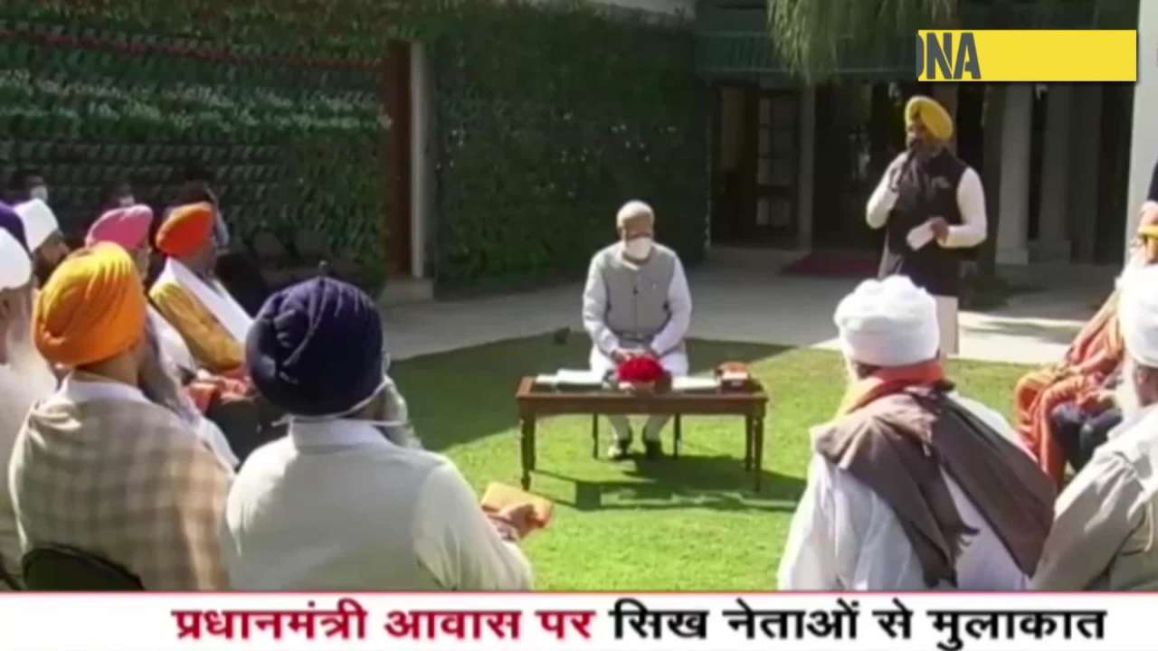 Prime Minister Narendra Modi interacts with Sikh leaders at his residence