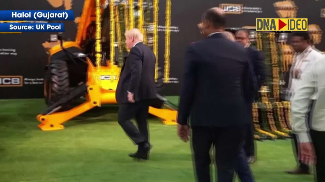 Gujarat: UK PM Boris Johnson visits JCB Tractor Factory in Halol