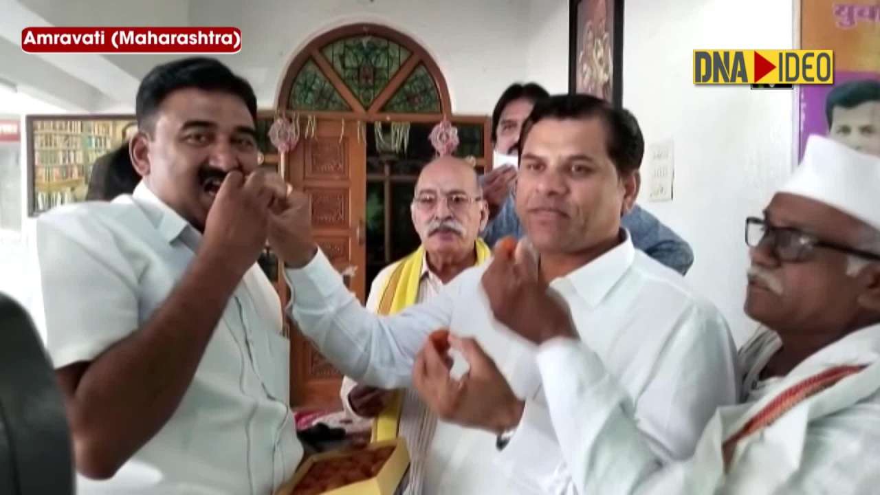 Hanuman Chalisa row: Supporters celebrate after Court granted bail to Navneet, Ravi Rana