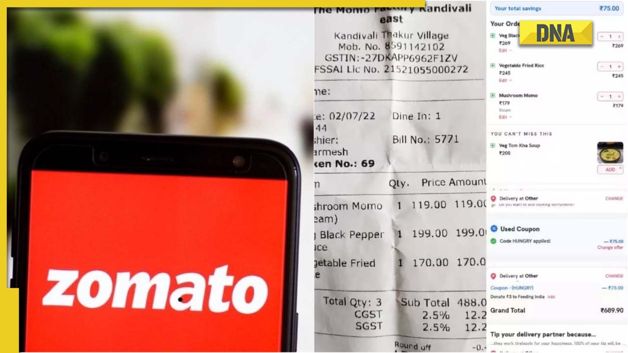 Mumbai man shares food order bills from Zomato and restaurant, price ...