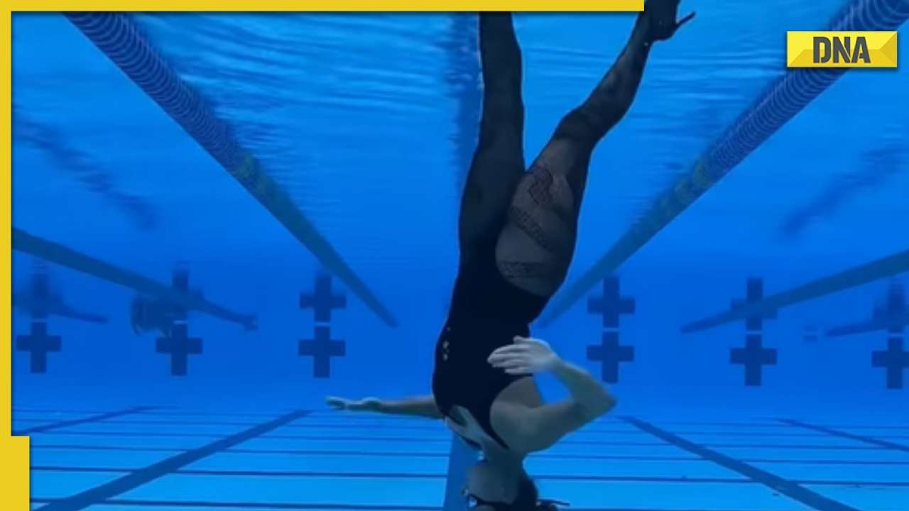 Viral video of woman walking upside down inside swimming pool leaves ...