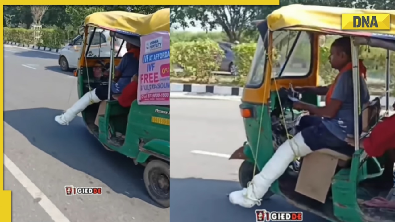 Viral video: Man drives auto-rickshaw with plastered leg, netizens ...