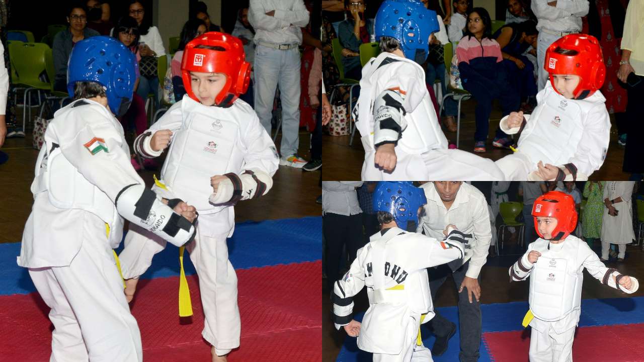 Taimur, Abram get medal from Shah Rukh Khan at Taekwondo match