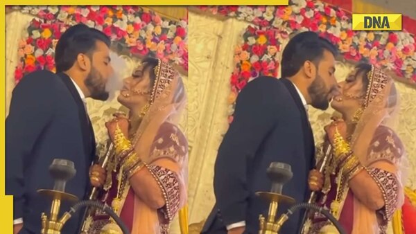 Viral video: Bride gives smoky kiss to groom while doing hookah, netizens say 'yahi dekhna rah ...
