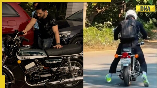 MS Dhoni struggles to kick start his Yamaha RD350 bike, video goes viral