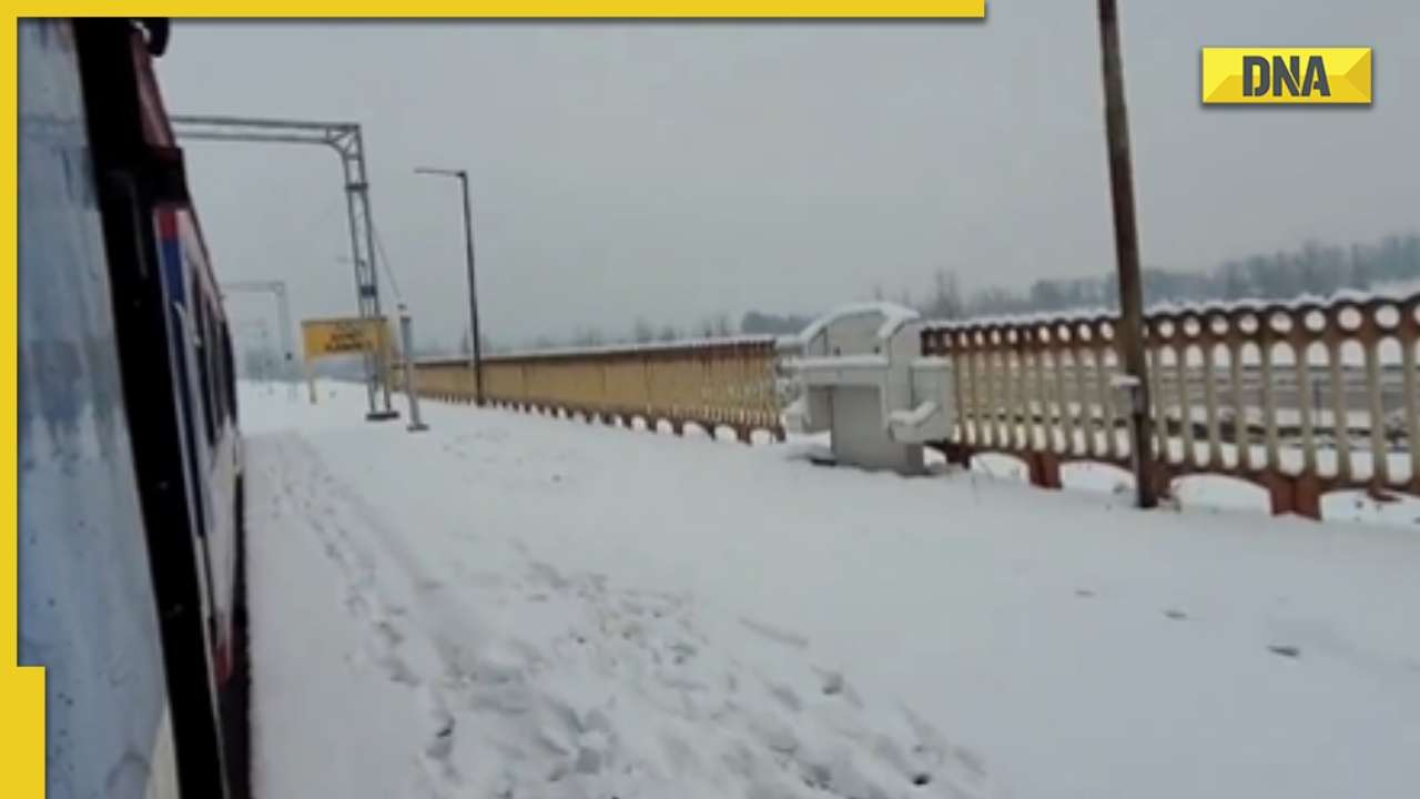 Viral video of train passing through snow-laden valley in Kashmir will ...