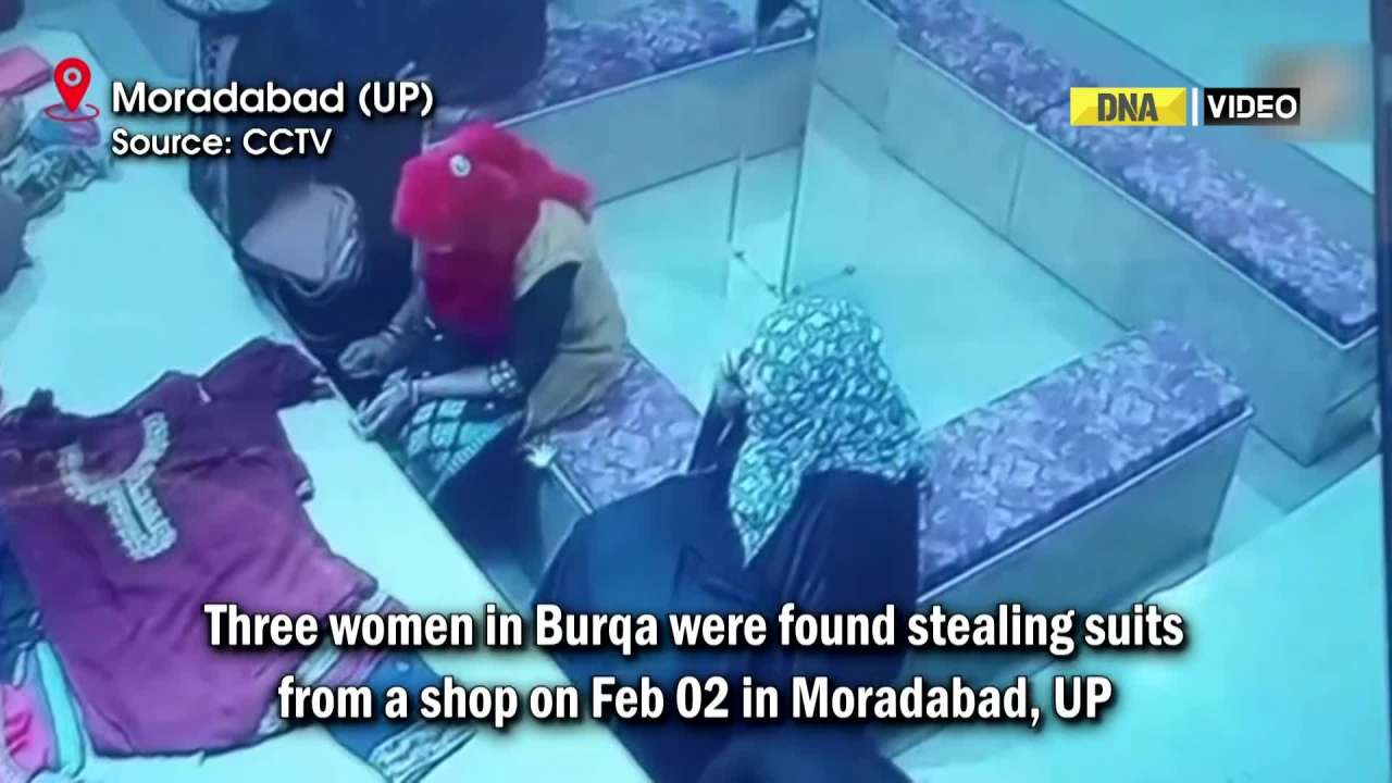 UP: Burqa-clad women caught on CCTV stealing suits from shop in Moradabad
