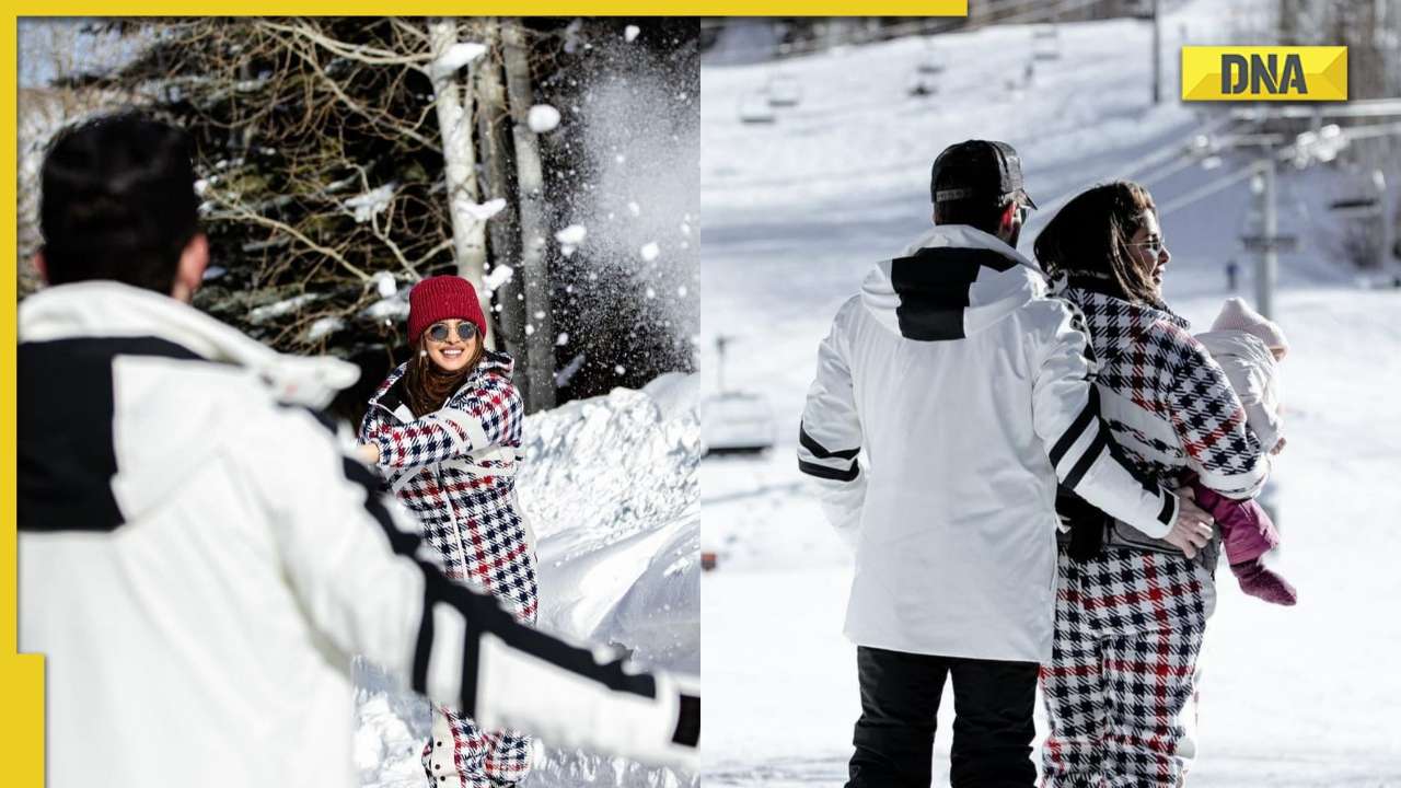 Nick Jonas-Priyanka Chopra play with snow and pose with daughter Malti Marie in Aspen vacation ...