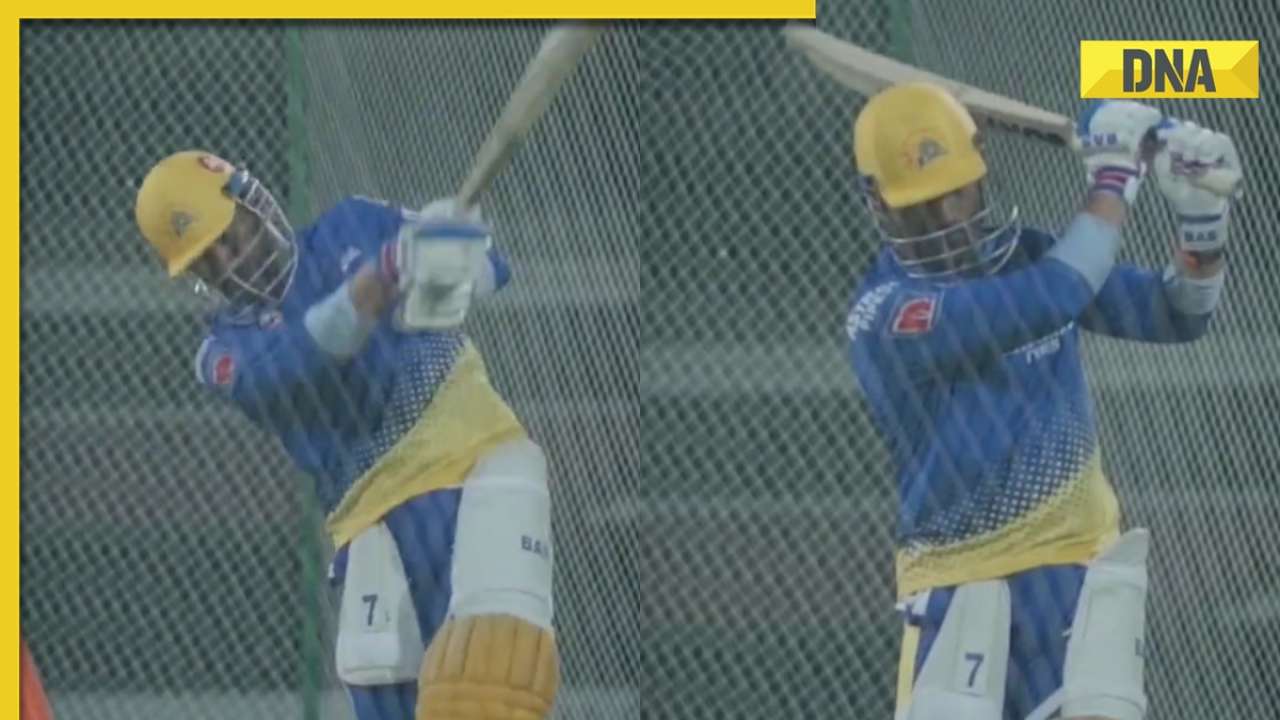 IPL 2023: MS Dhoni hits no-look six during CSK's practice session, watch