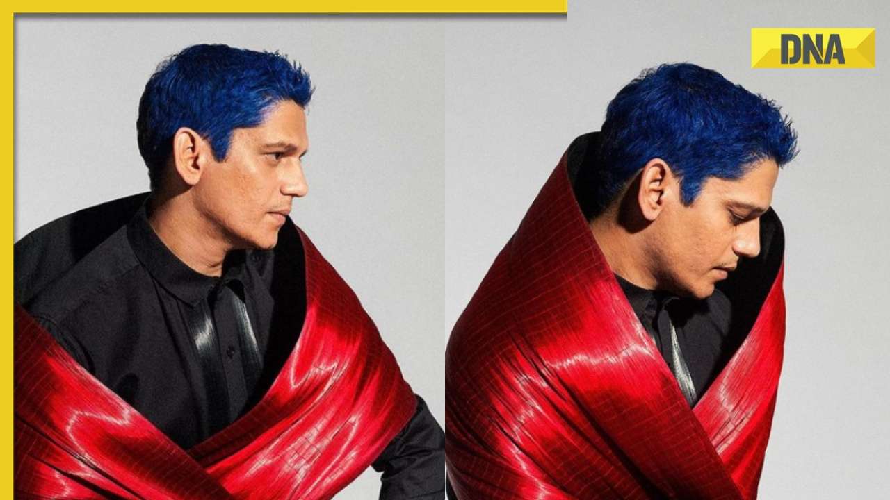 Viral! Vijay Varma poses in metal saree and blue hair, Urfi Javed reacts