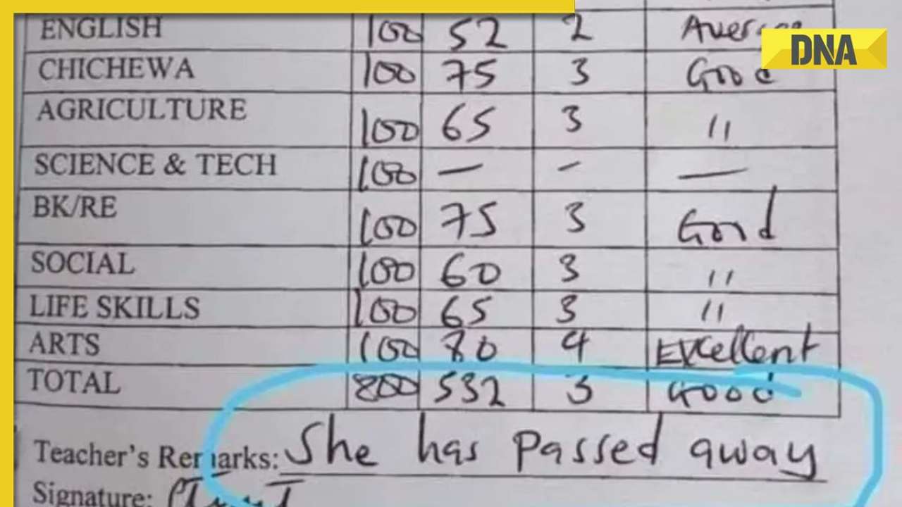 'She has passed away': Teacher's shocking remark on student's report ...