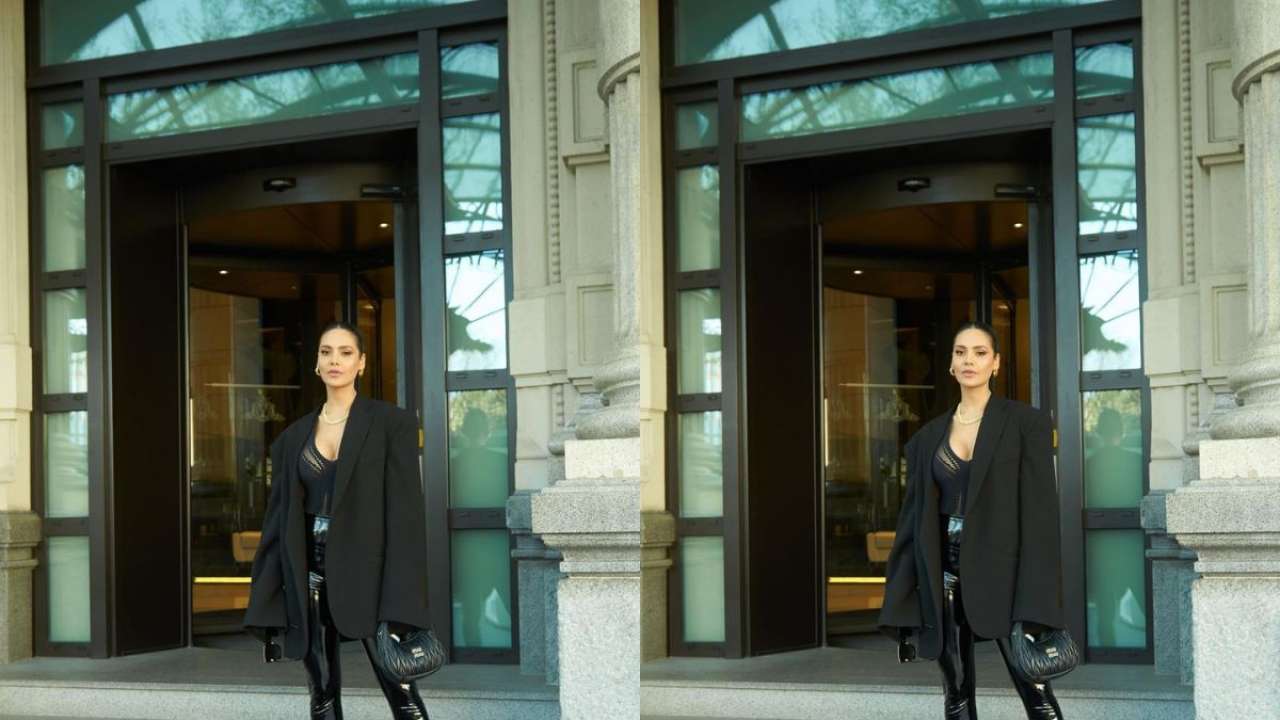 Esha Gupta Sets The Temperature Soaring In A Bold Black Check Pics