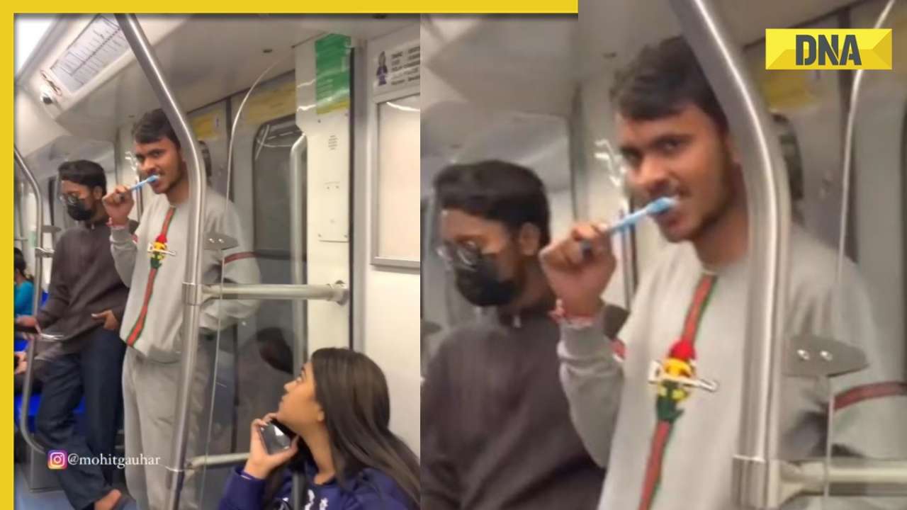 Watch After Viral Delhi Metro Girl Video Man Brushing His Teeth 4312