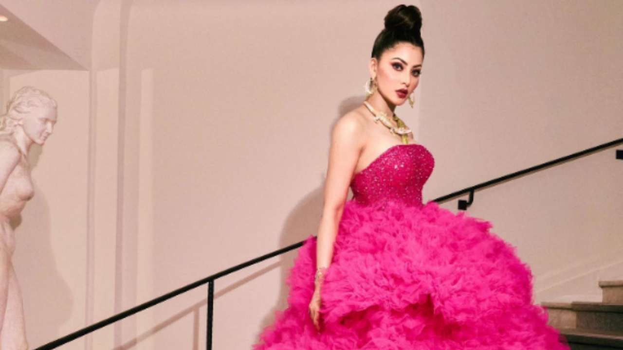 Urvashi Rautela mesmerises everyone in hot pink furry gown at Cannes ...