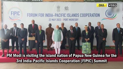 Pacific Island Countries leader pose for photograph with PM Modi during FIPIC summit