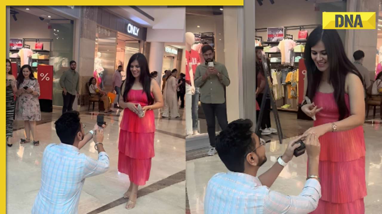 Love blossoms inside mall: Viral video shows man's adorable proposal to girlfriend, watch