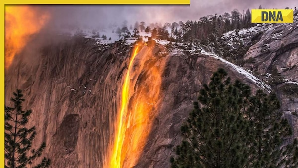 Viral video: California waterfall 'spews fire' in breathtaking optical ...