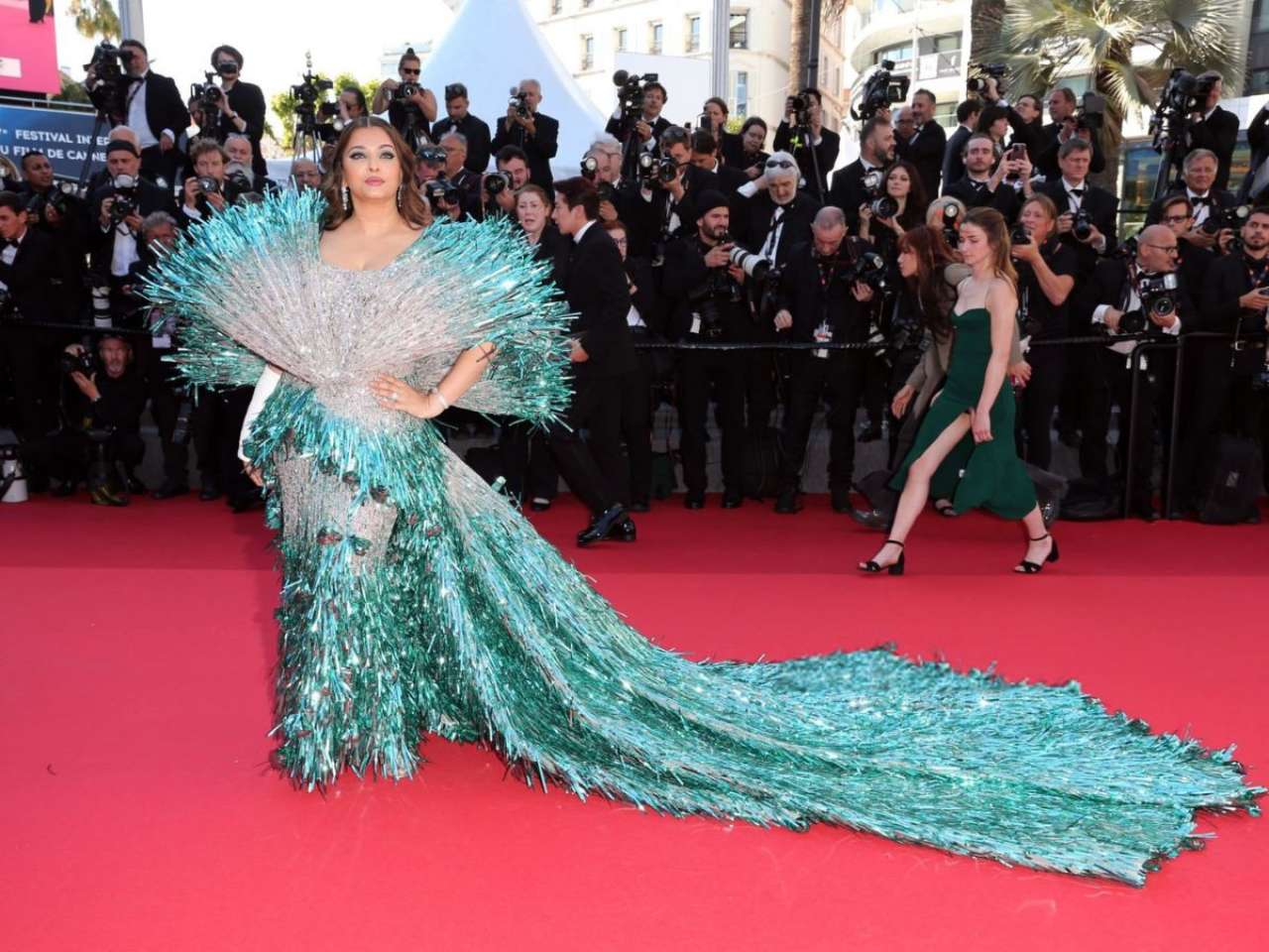 Aishwarya Rai walks Cannes red carpet in bizarre gown made of confetti ...
