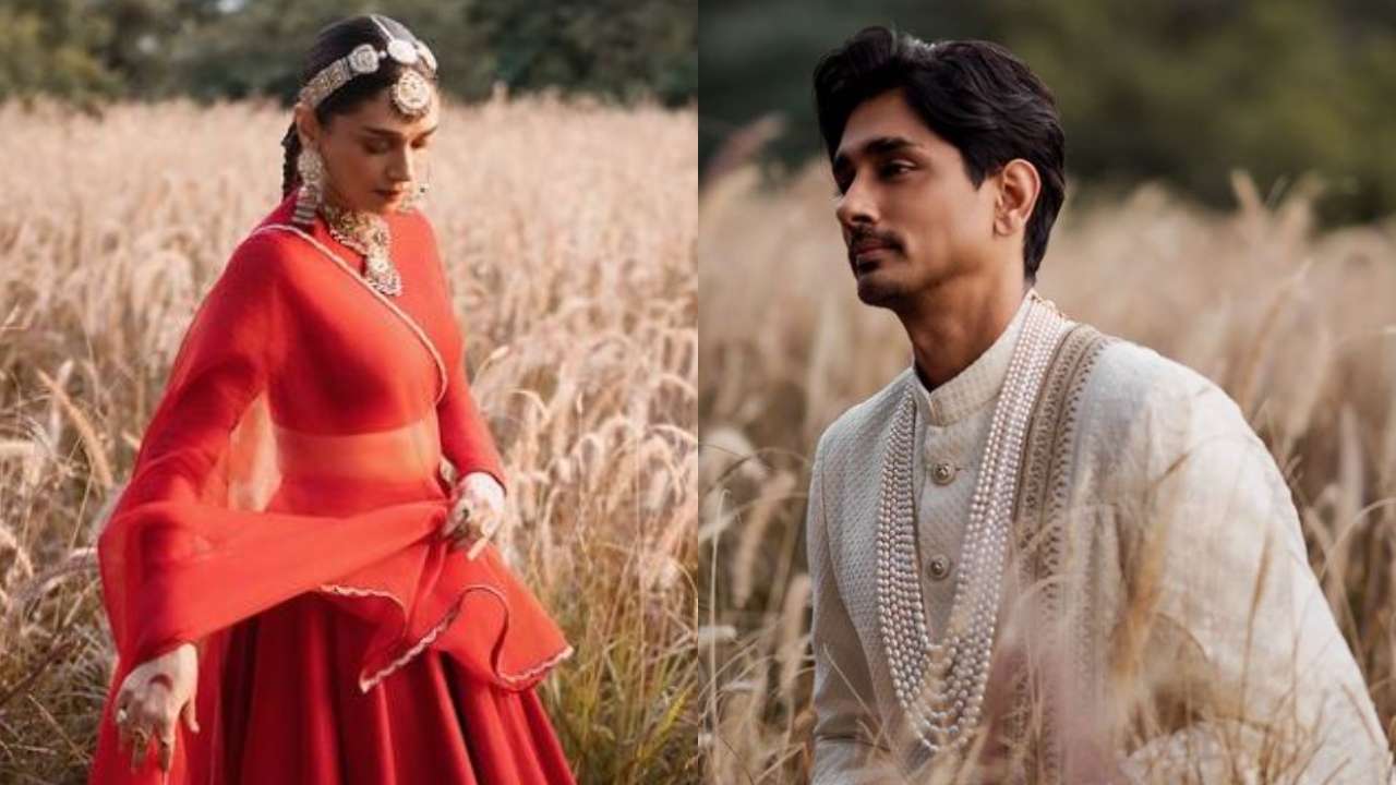 Aditi Rao Hydari and Siddharth's wedding pictures are out! Actress stuns in an all-red attire ...