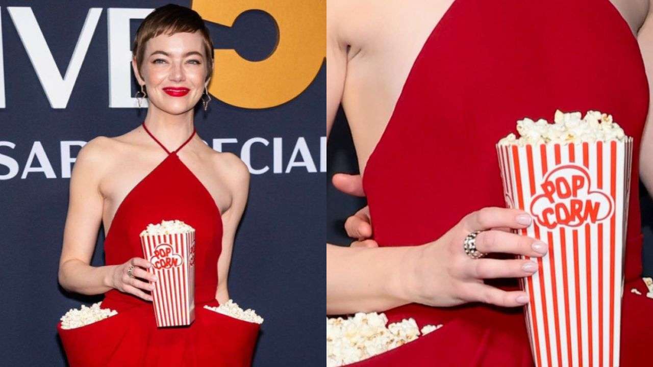 Emma Stone’s ‘Popcorn Dress’ steals the show at SNL 50th anniversary event; SEE PICS HERE