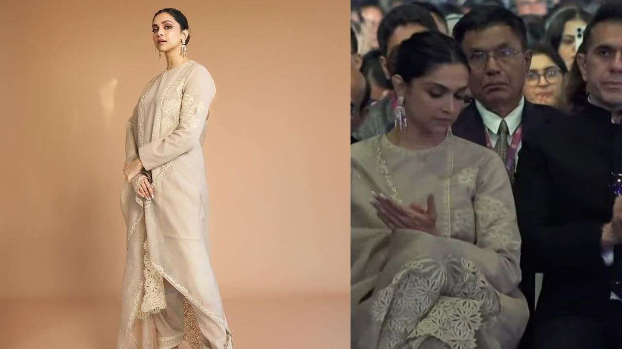 Deepika Padukone radiates grace in embroidered beige kurta set at WAVES ...