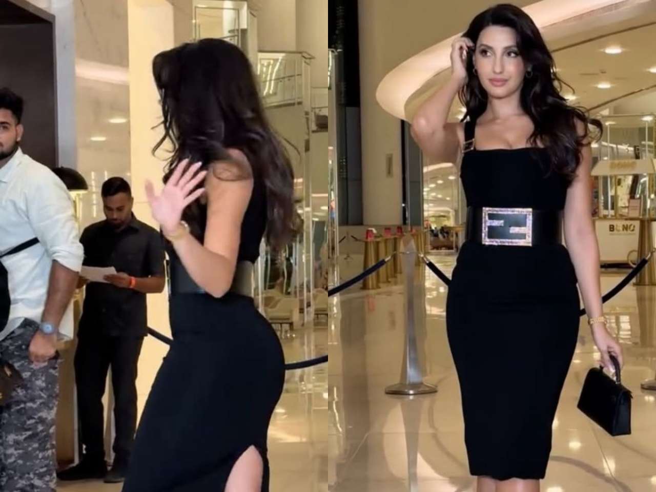 Nora Fatehi sizzles in mini black Fendace dress, the price of this ...