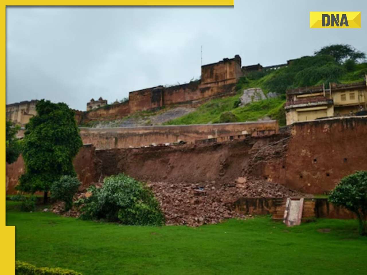 200-foot-long wall of Jaipur's Amer Fort collapses as heavy rain lashes ...