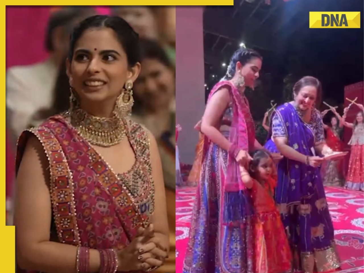 Watch: Mukesh Ambani, Nita Ambani’s daughter Isha Ambani enjoys dandiya ...