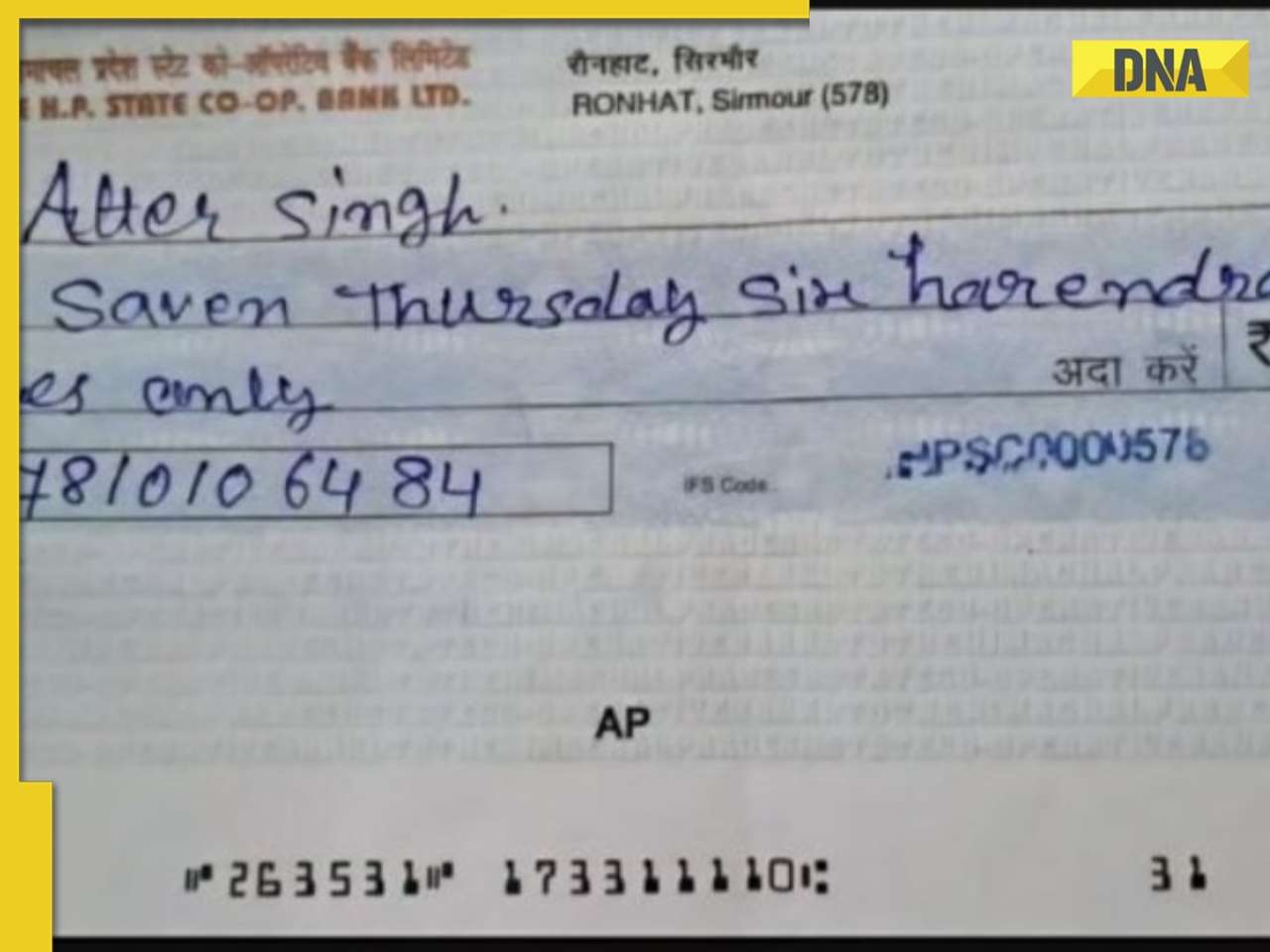 Himachal govt school principal's cheque spelling blunder goes viral ...