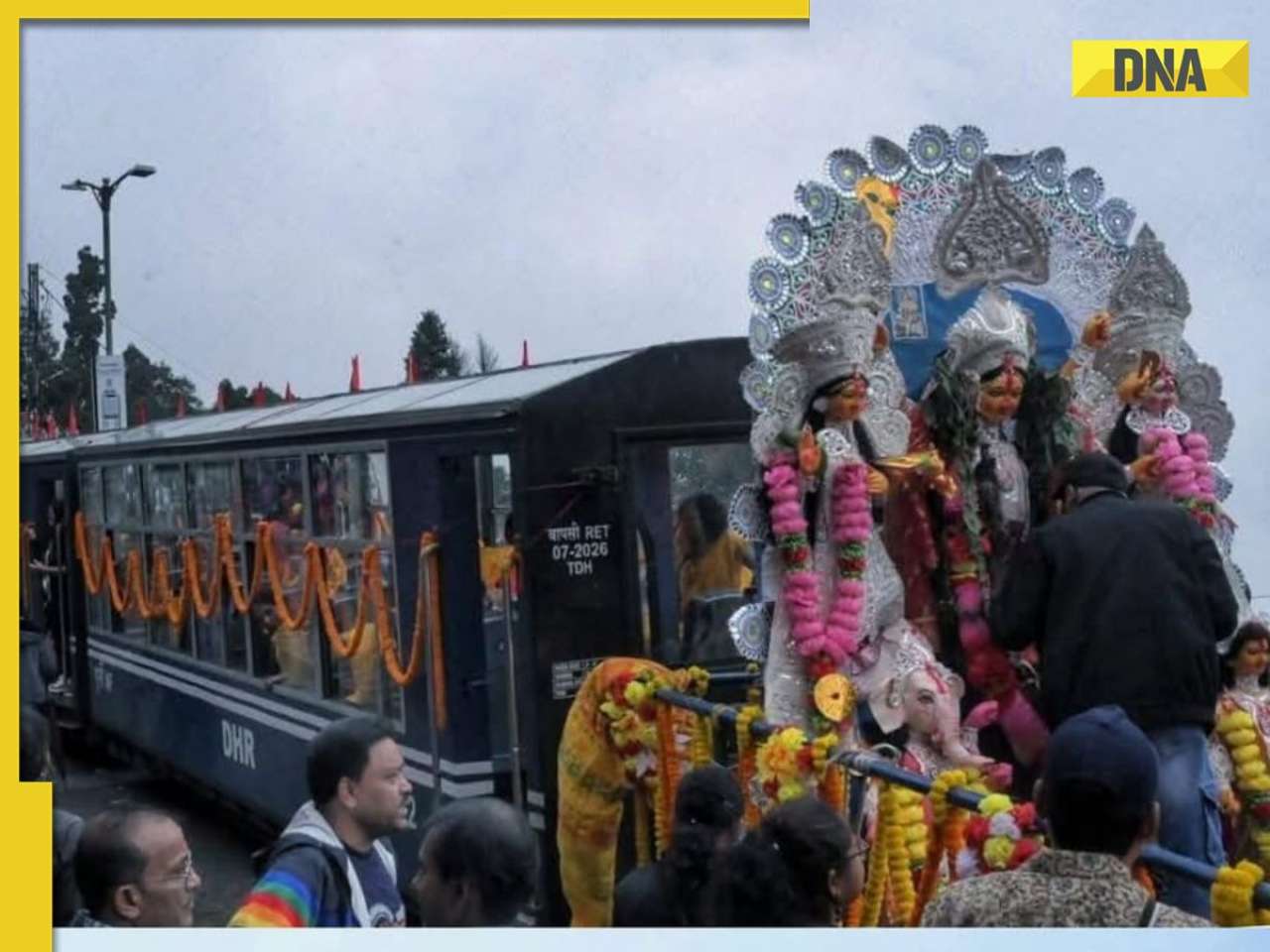 Viral video: Goddess Durga’s idol taken on iconic toy train for ...