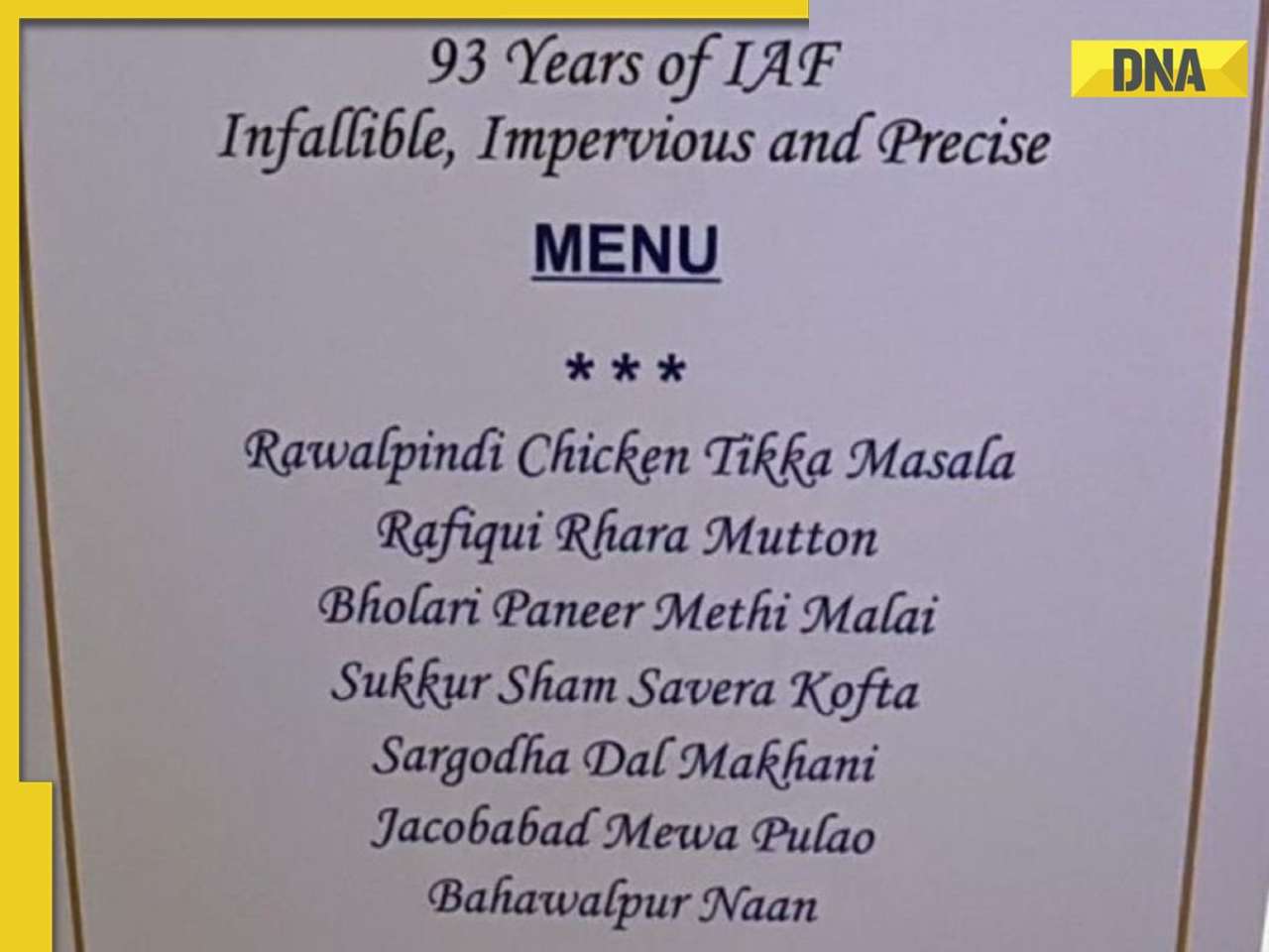 Indian Air Force’s viral dinner menu takes a dig at Pakistan with ...