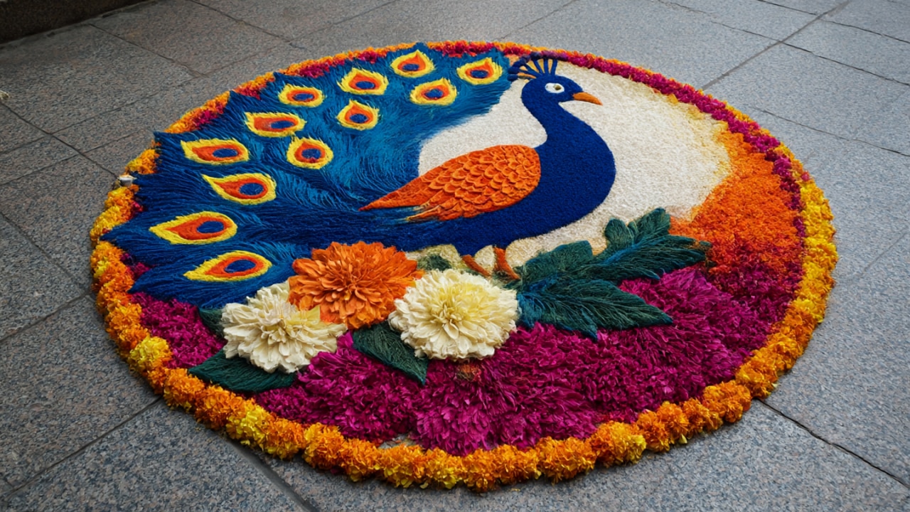 Diwali 2025 Rangoli Design: दिवाली पर फूलों से बनाएं ये खूबसूरत रंगोली ...