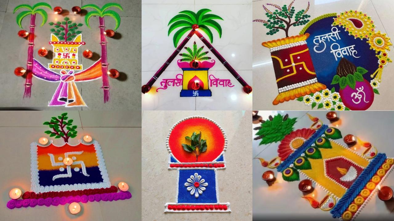 Tulsi Vivah Rangoli Designs: देवउठनी एकादशी पर रंगों और फूलों से ऐसे ...