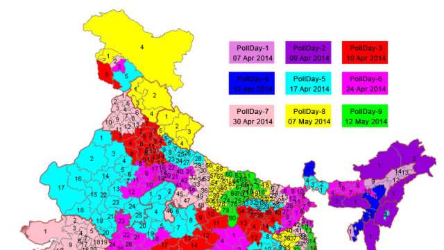 State-wise map of Election dates for Lok Sabha polls 2014