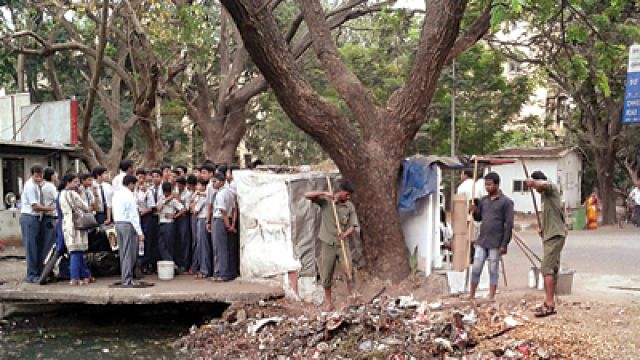 Students celebrate Children's Day with a clean-up drive