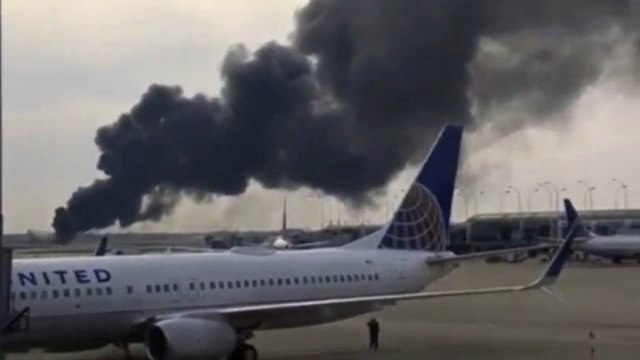 American Airlines jet blows tyre, catches fire at Chicago's O'Hare ...
